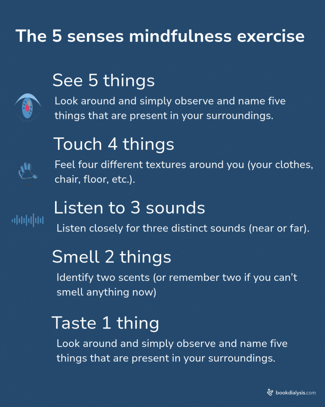 Finding Calm Through the 5 Senses Mindfulness Exercise - bookdialysis blog